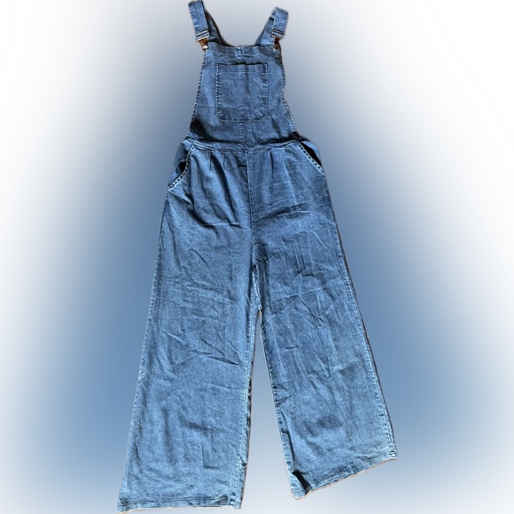 Pants & Jumpsuits | Denim Wideleg Overalls With Pockets Large | Poshmark